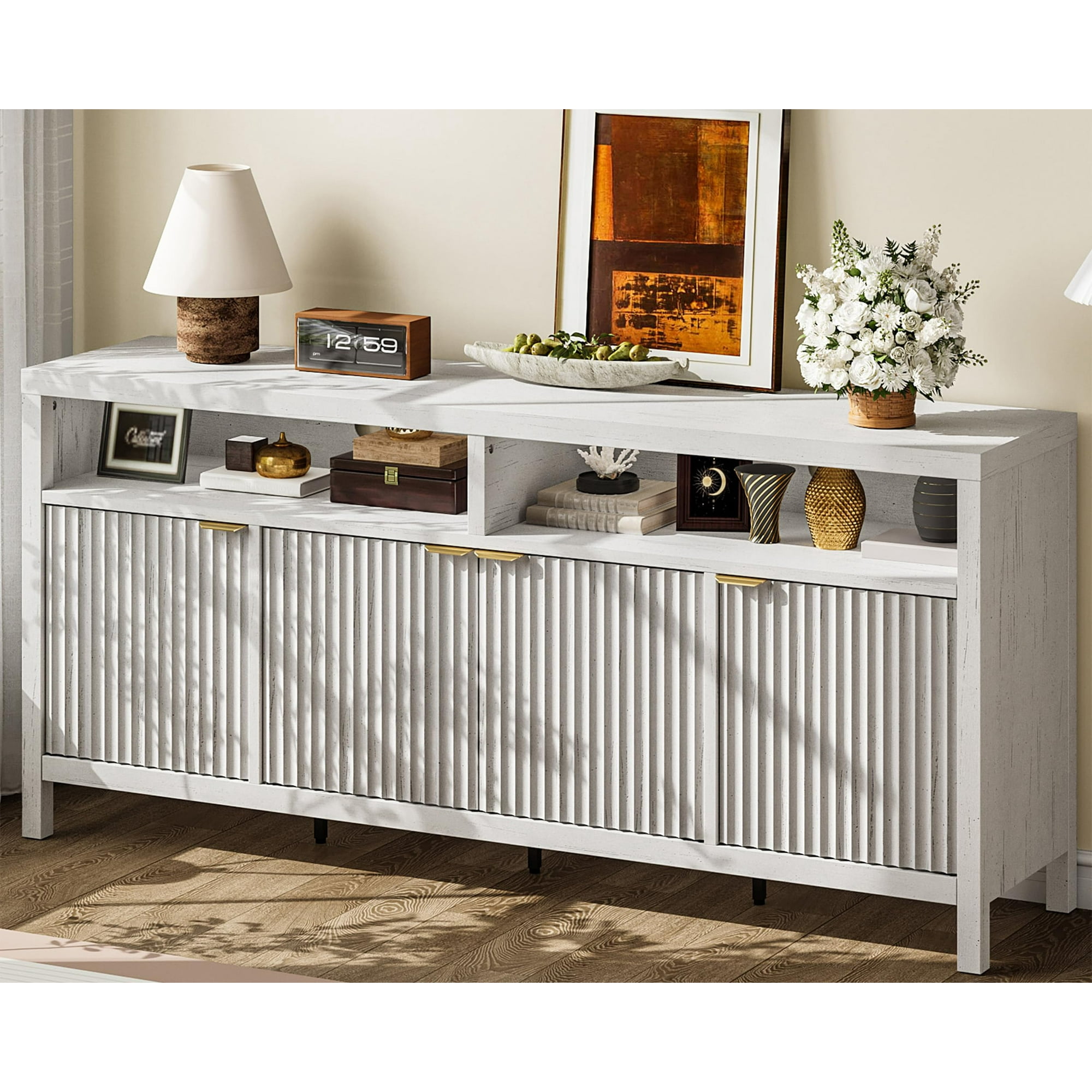 Click here for Outop 65.8 Modern Fluted Sideboard Cabinet  4 Door... prices