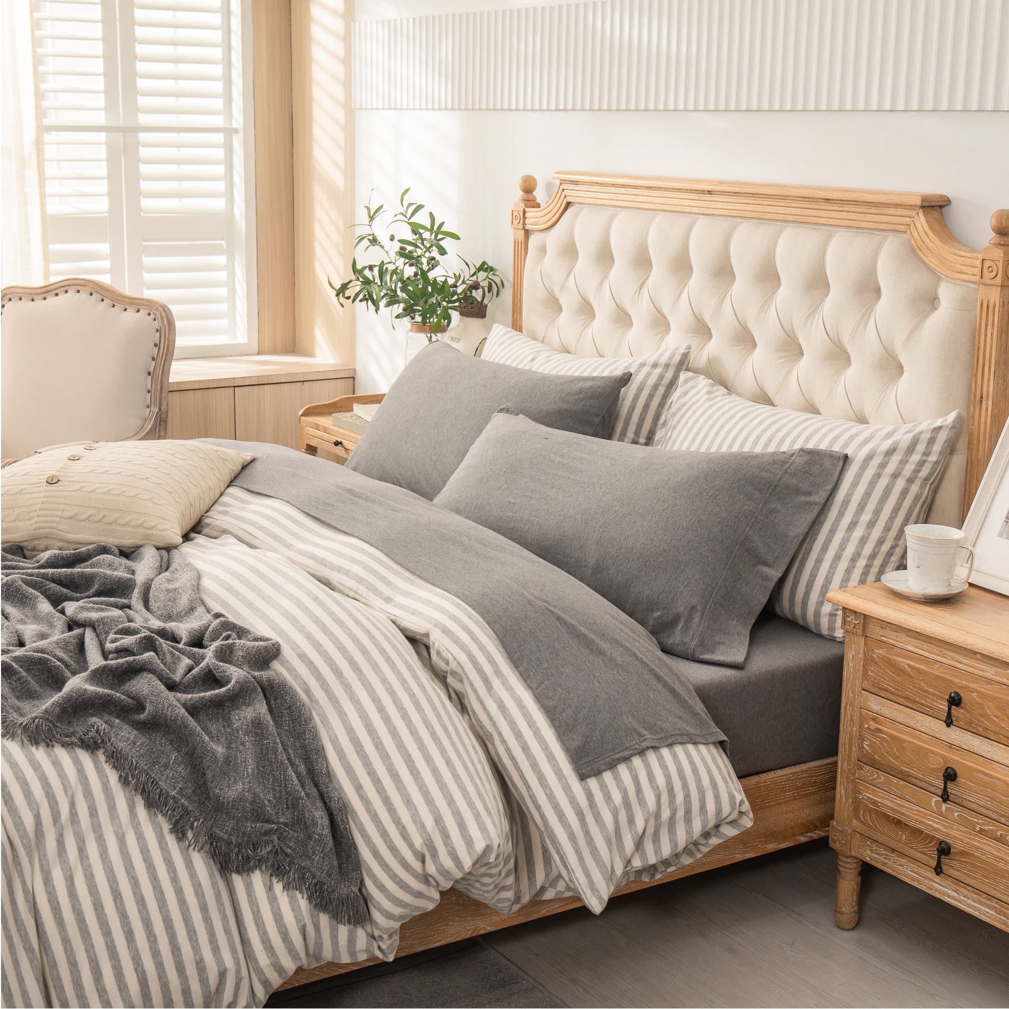 PURE ERA 100% Jersey Cotton 4pc Deep Pocket King Size Sheet Set Soft T ...