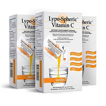 LivOn Labs Lypo-Spheric Vitamin C - 30-Packet Carton, Supports Immune System & Muscle Repair ...