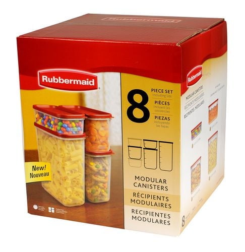 Rubbermaid Modular Food Canister Set, 8 Piece, Red, Modular canister ...