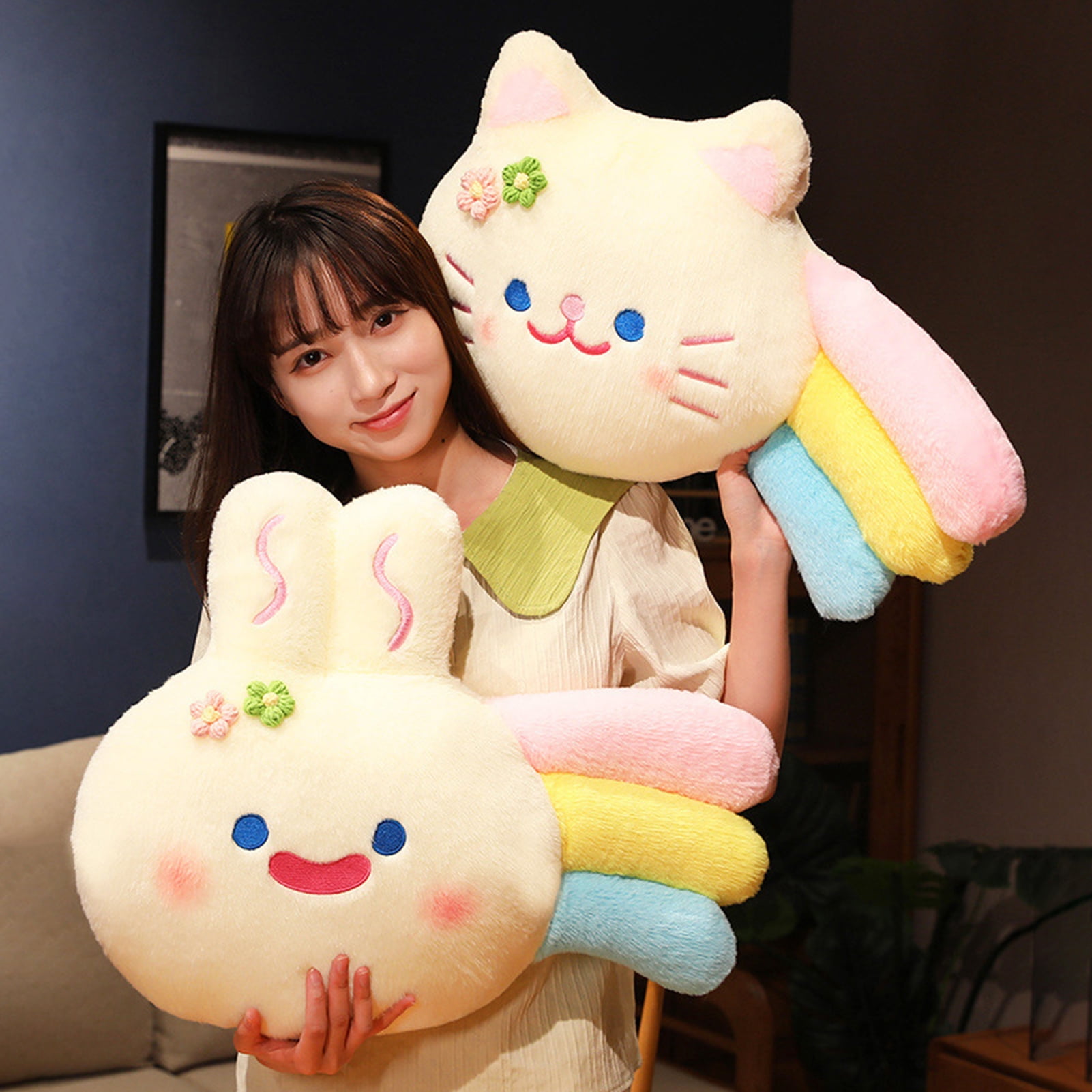 Wharick Animal Plush Doll Rainbow Filling Cartoon Flower Decor Stuffed ...