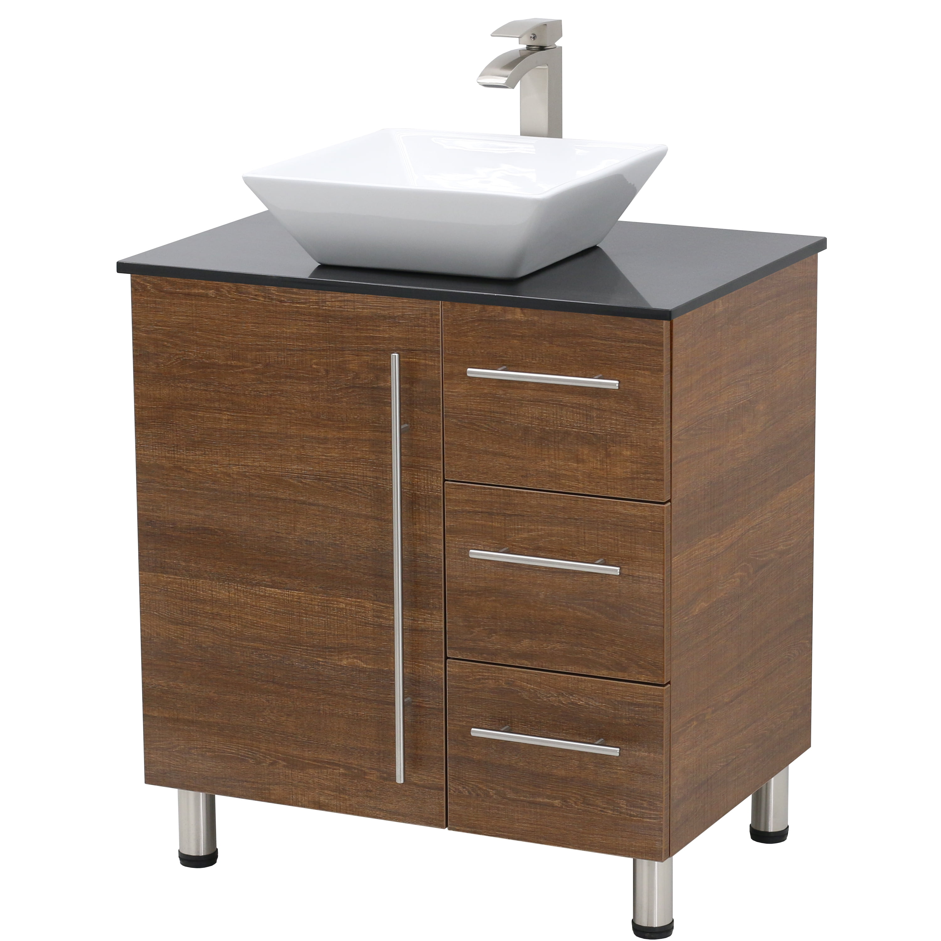 WindBay 30" Freestanding Bathroom Vanity, Rustic Brown. Black Flat ...