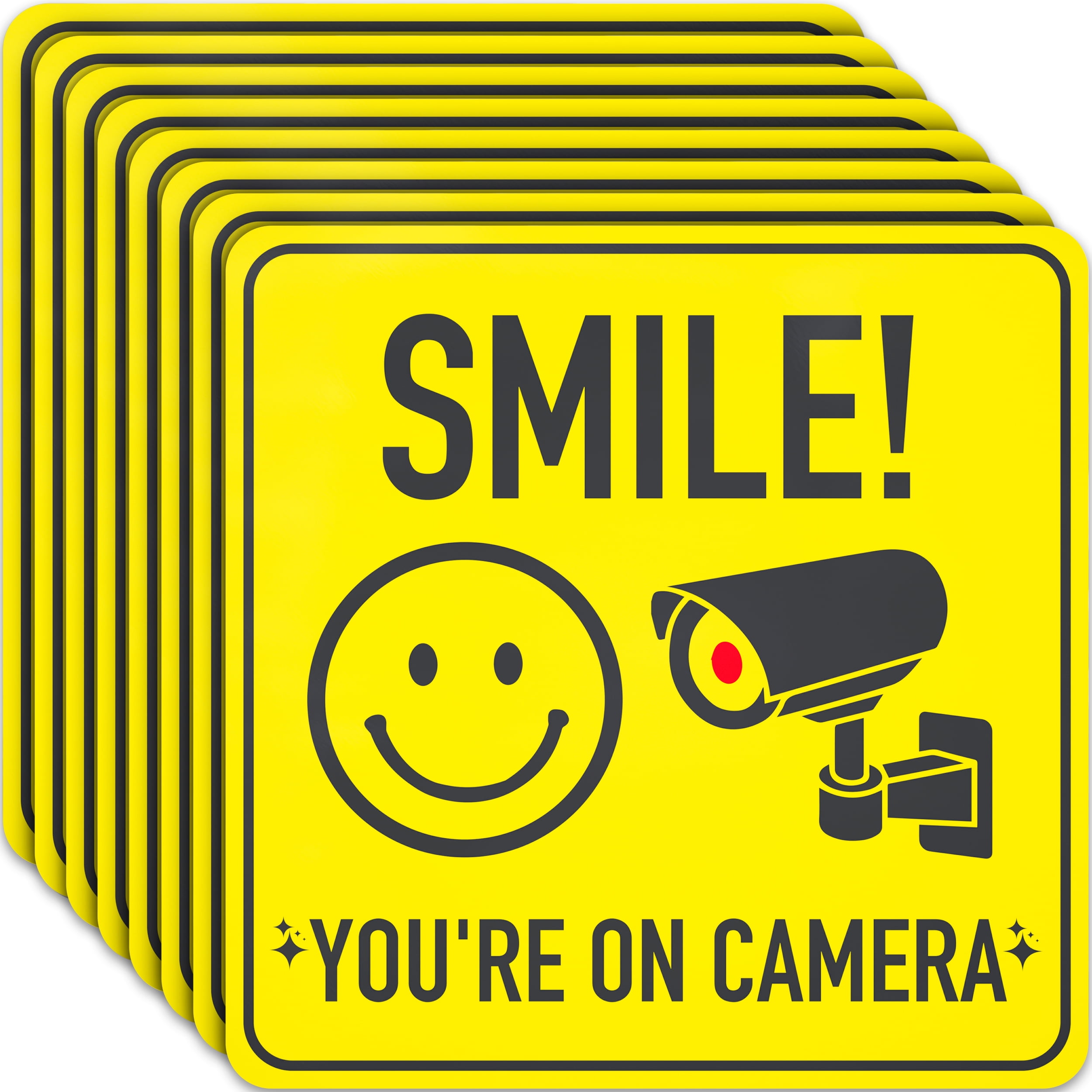 ASSURED SIGNS Smile You're On Camera Sticker Video Surveillance Signs ...