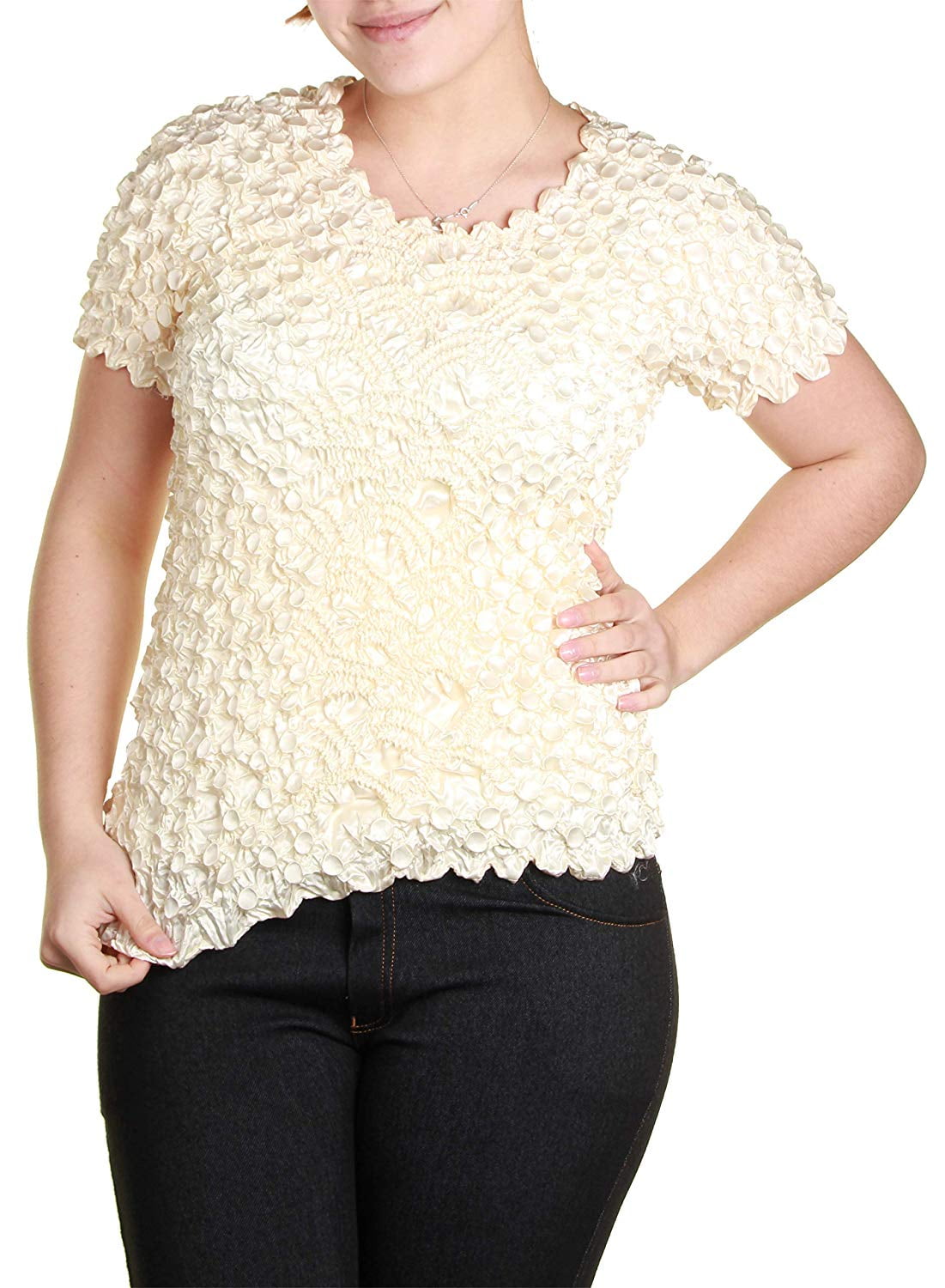 Gilbins Short Sleeve Popcorn Bubble Crinkle Super Stretchy Magic Shirt ...