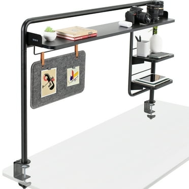 VIVO Black Clamp-on Overhead 42" Desk Shelf, Raised Accessory Platform ...