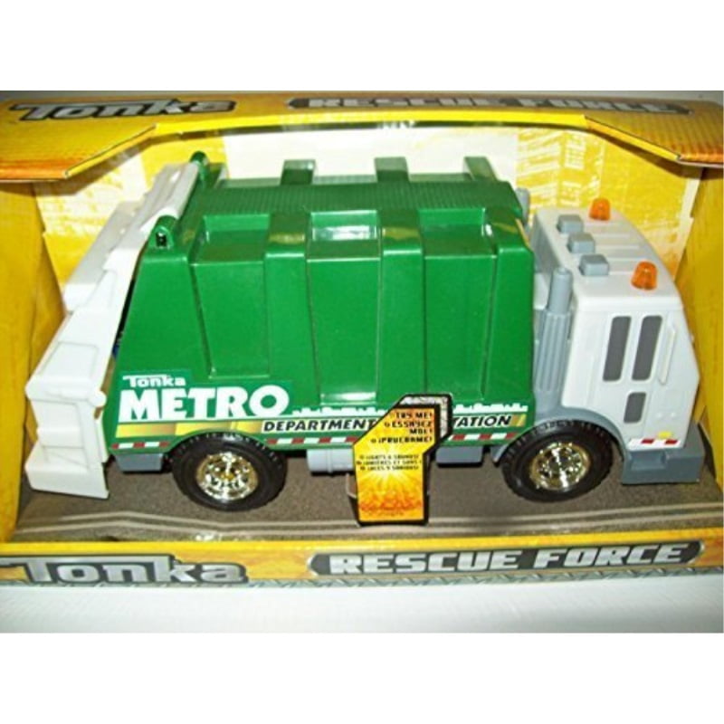 NEW! Tonka Rescue Force Garbage Truck w/Lights & Sound Green Sanitation ...