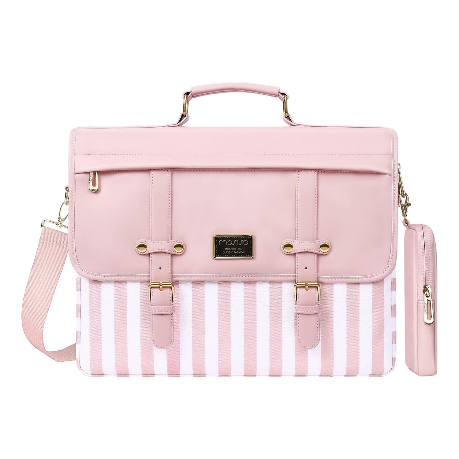 Mosiso Laptop Shoulder Bag 15.6 inch PU Leather Flapover Computer ...