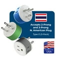 OREI Thailand Travel Plug Adapter - 2 USA Inputs - 3 Pack - Type O ...