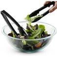 JoyServe 9 Inch Black Plastic Serving Tongs Pack of 12 Heavy-Duty Food ...
