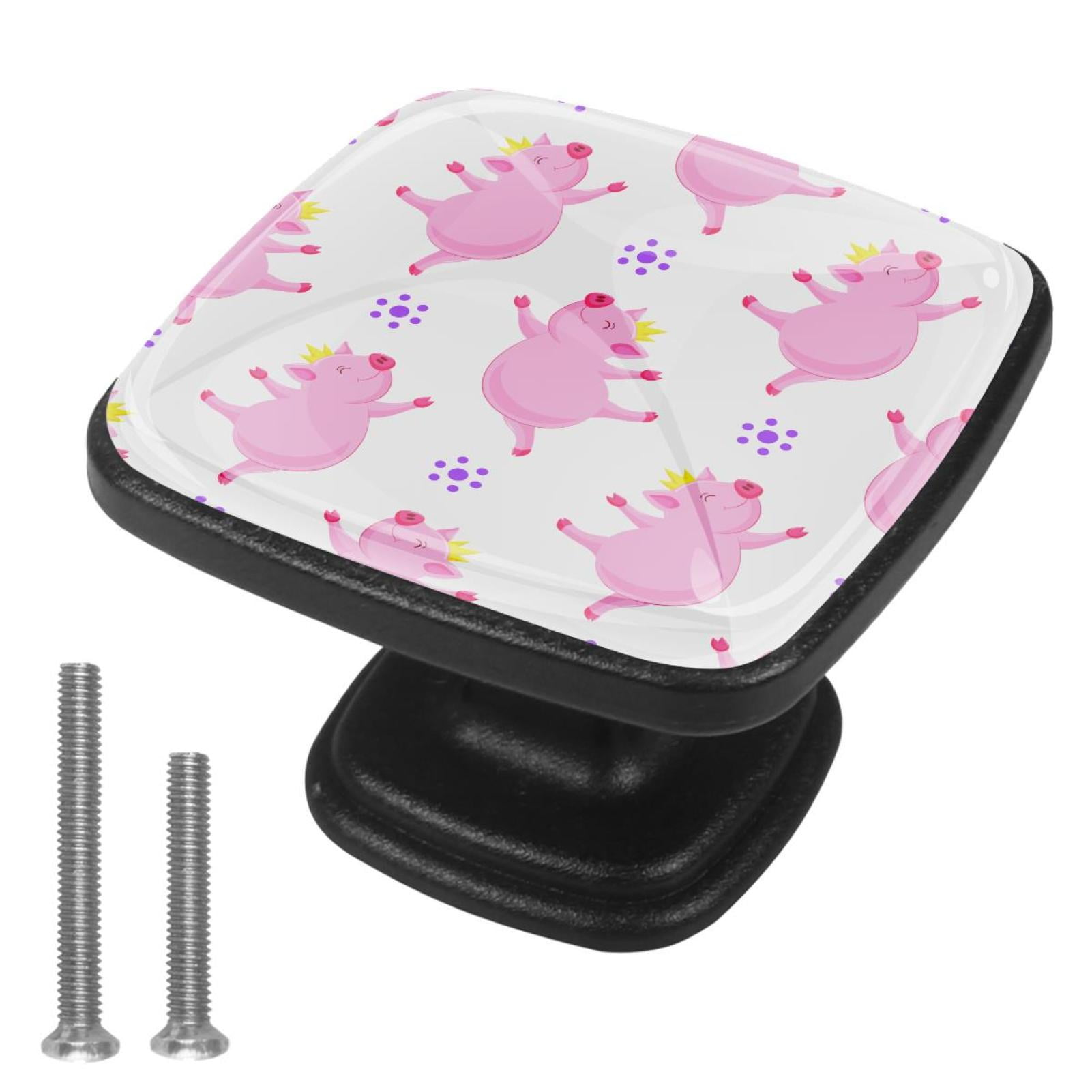 4 Pcs Cabinet Handle Drawer Pulls Pig Crown Dancing Knobs with Screws ...