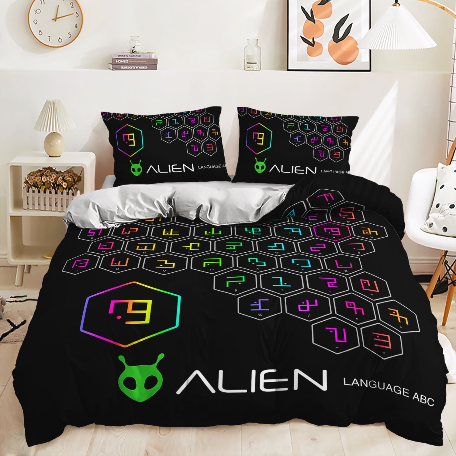 Hosima 3-Piece 3D Digital Printed Duvet Cover, Alien and Other Patterns ...