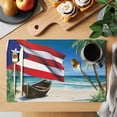 Beach Flag Cotton Linen Placemats Set of 12, Vintage Ocean Beach Puerto ...