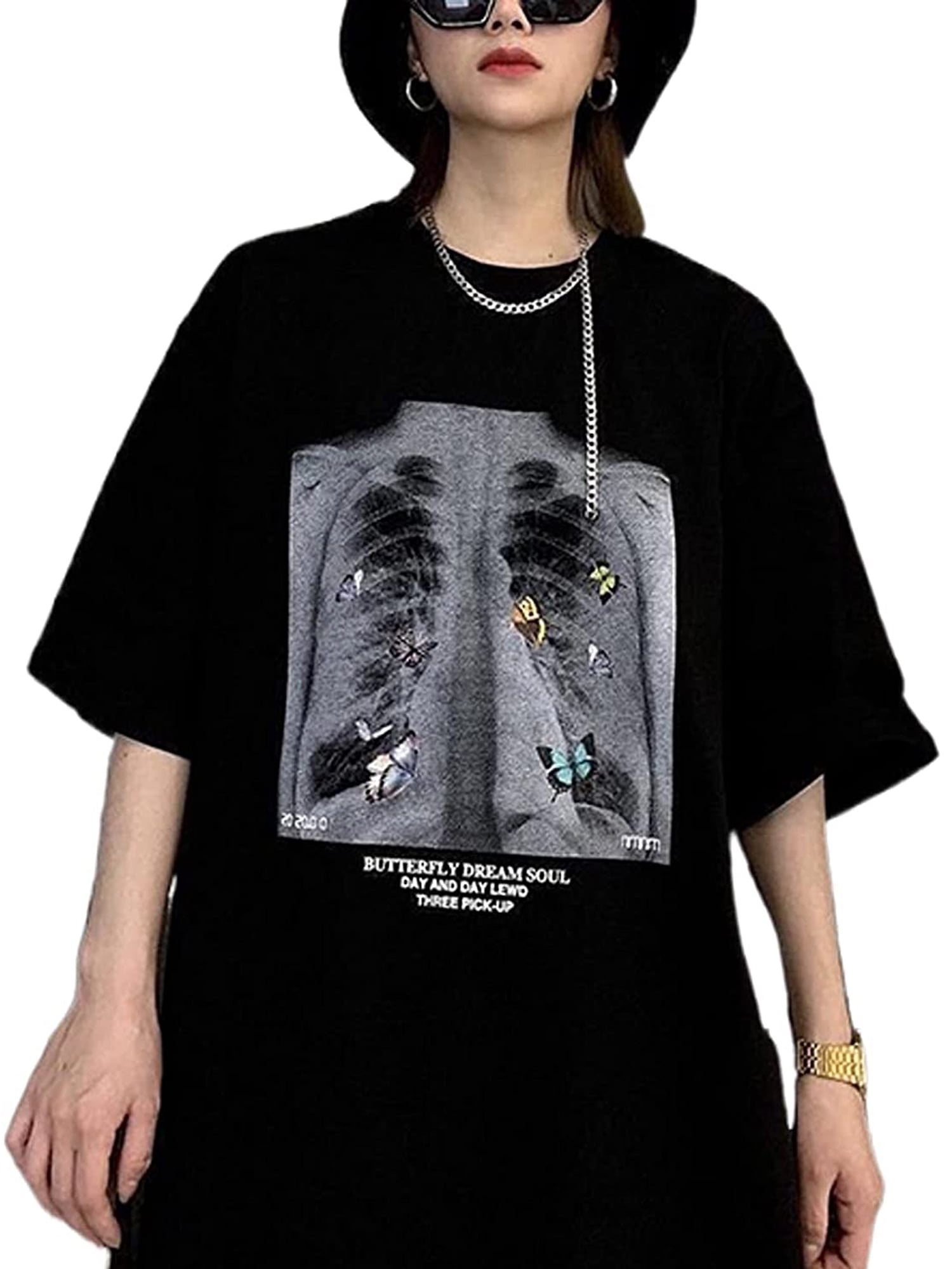 Buy Women Gothic Punk Crop Tops Y2K Goth Vintage Short Sleeve T Shirt ...