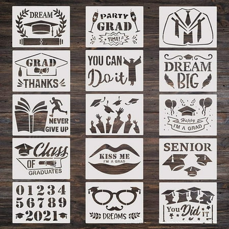 Graduation Stencils for Painting, 15 Pcs Plastic School Students ...