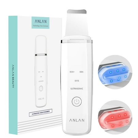 ANLAN Ultrasonic Skin Scrubber Red Blue Light Care Ion Face Cleaning ...