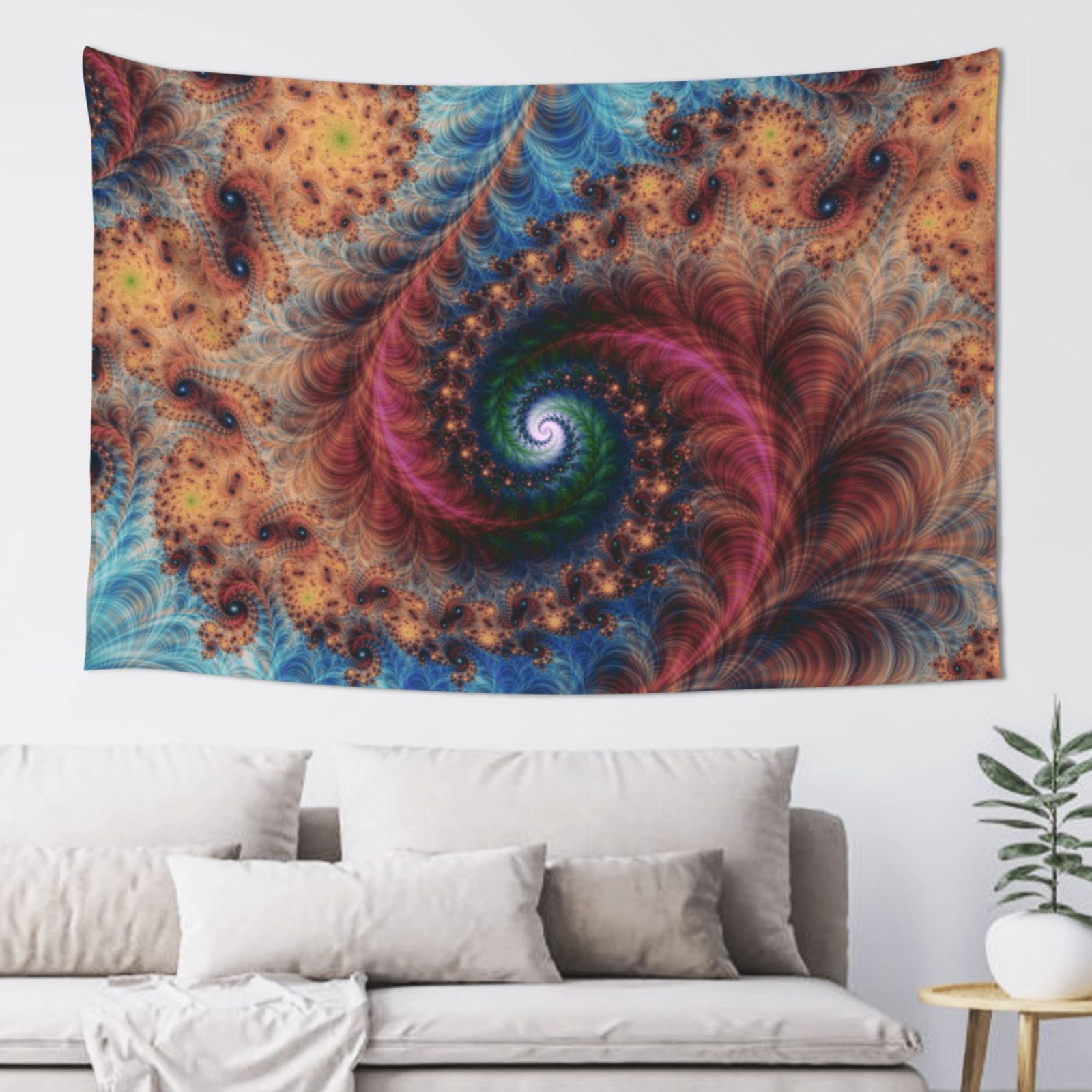 Colorful Spiral Fractal Tapestry, Abstract Style Wall Decor Home Decor ...