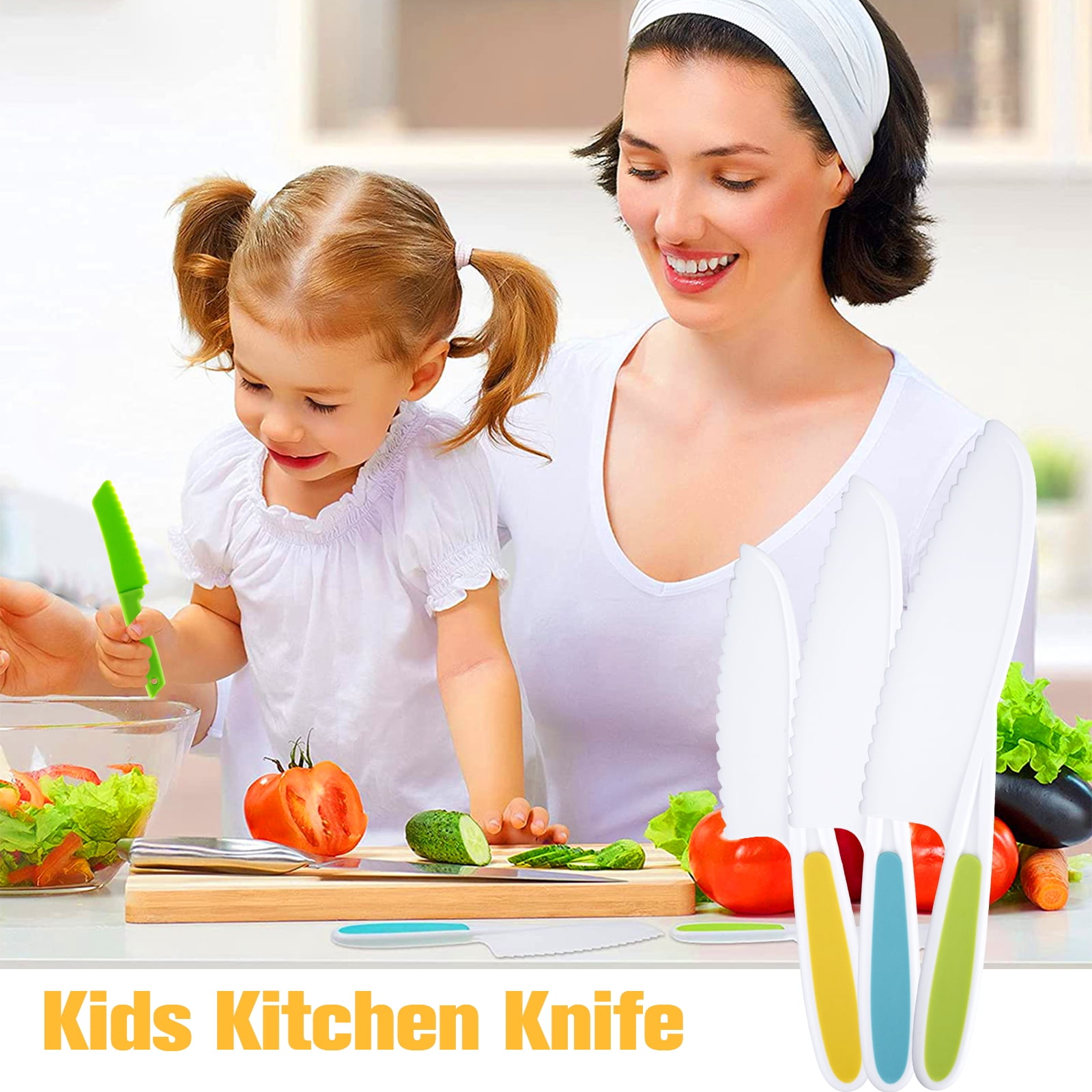 Grusce Wooden Kids Kitchen Knife,Kids Knife Set Include Wood Kids Safe ...