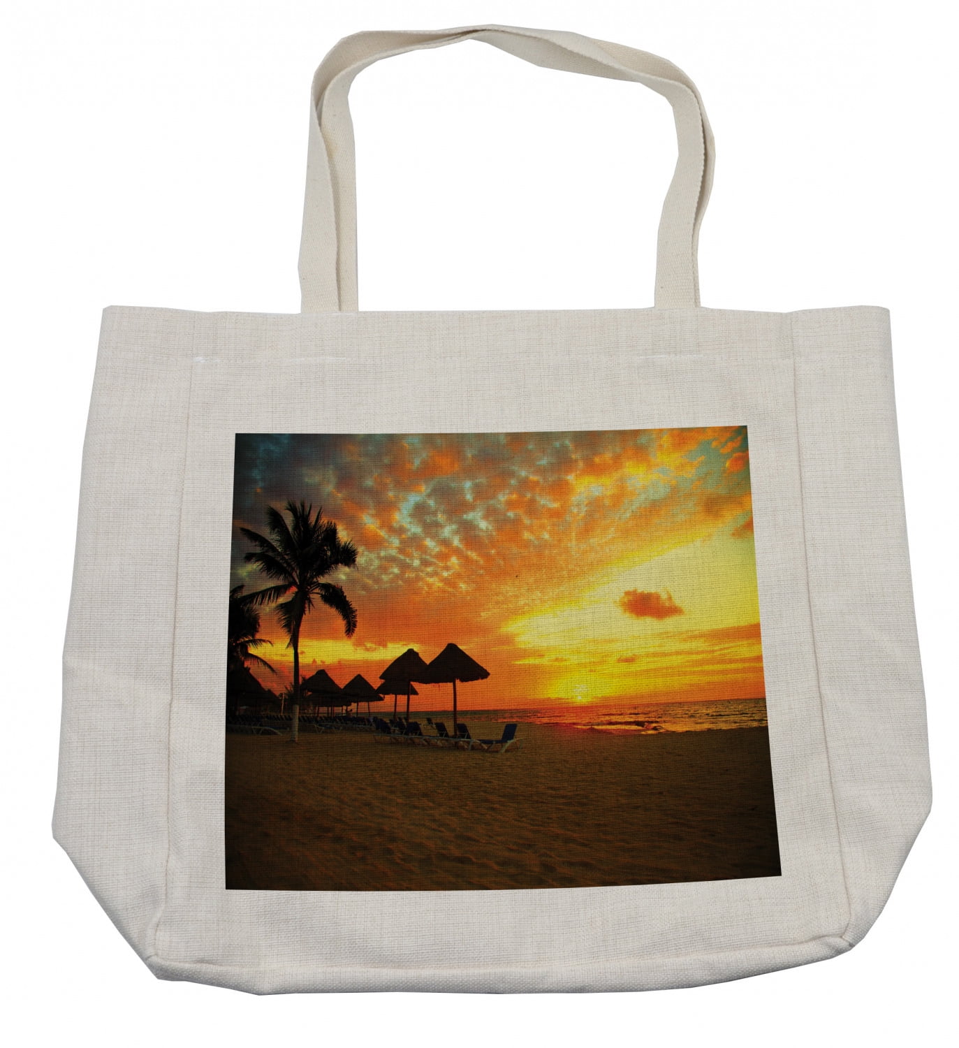 Seaside Shopping Bag, Sunset Scene at Beach Resort Silhouette Romantic ...
