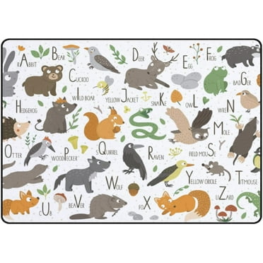TWINNIS Kids Play Rug, ABC Educational Mat, Animal Carpet, 4'X6', Green ...