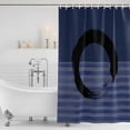 Black Circle Shower Curtain for Bathroom, Japanese Style Circle Blue ...