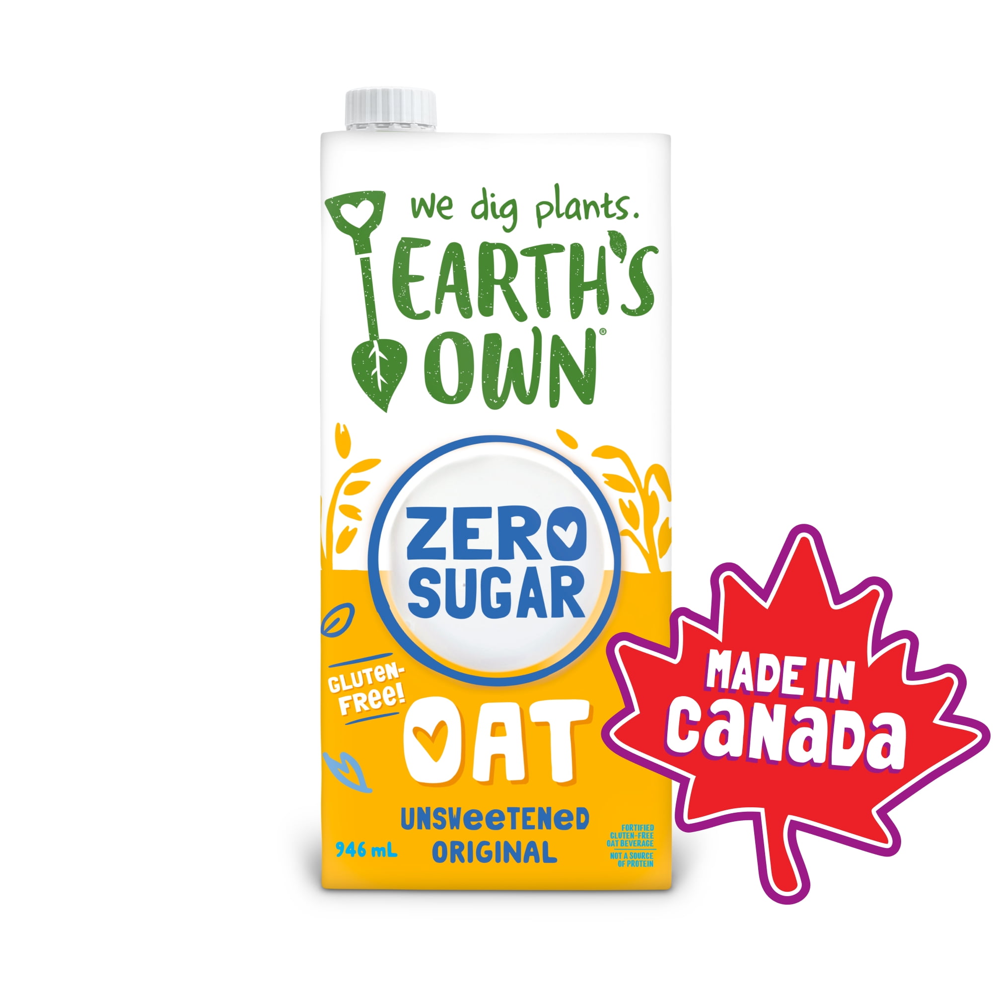 Earth's Own Oat Milk, Zero Sugar Original 946ml, Plant-Based, Dairy ...