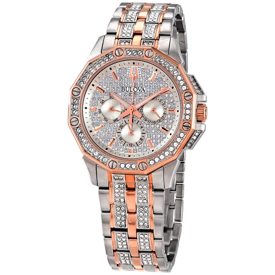 Bulova Octava Silver Crystal Pave Dial Men's Watch 98C133 - Walmart.com