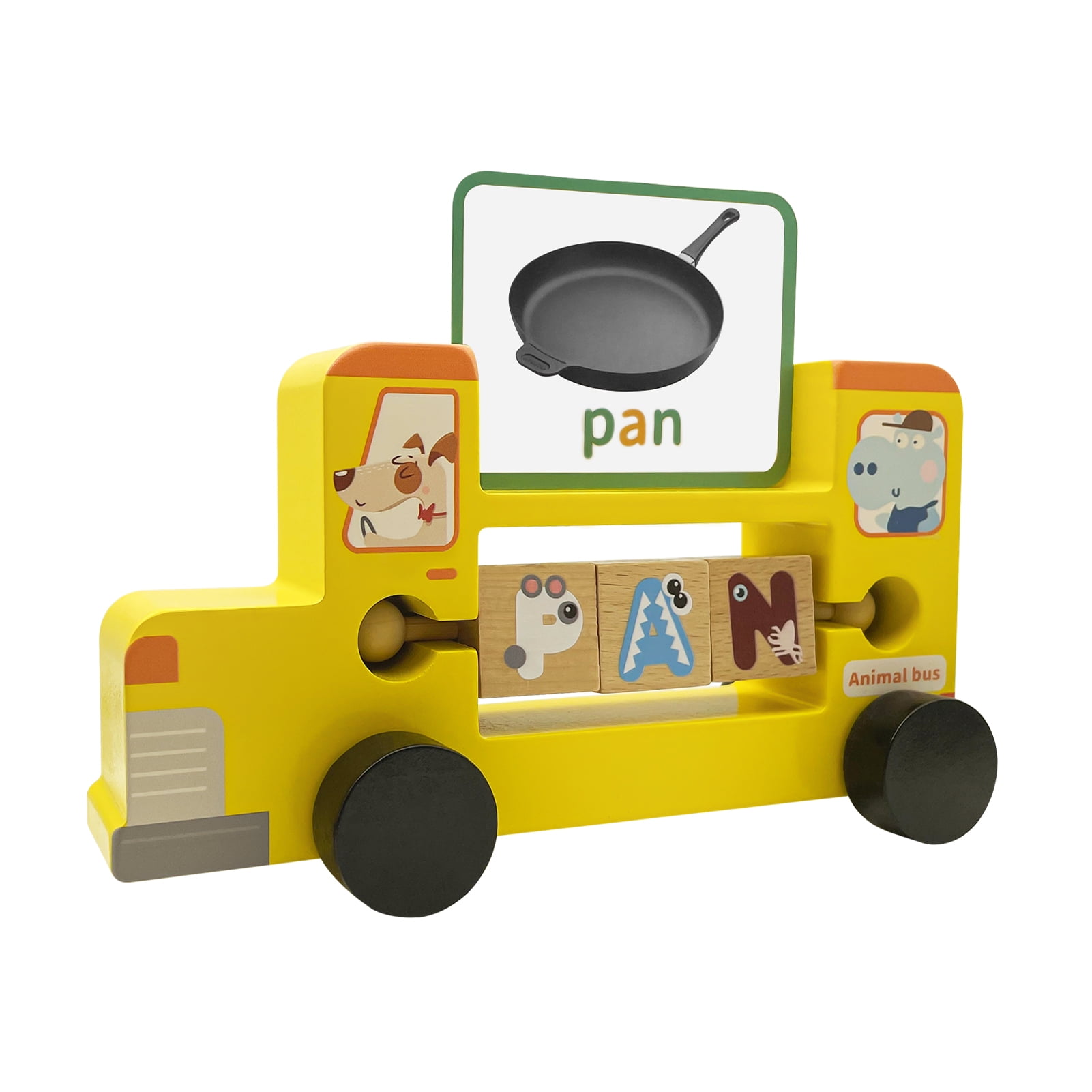 Wooden CVC Reading Blocks Cars Puzzle Block Spelling Word Montessori ...