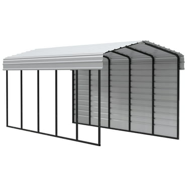 Arrow Carports Galvanized Steel Carport, with 2-Sided Enclosure ...