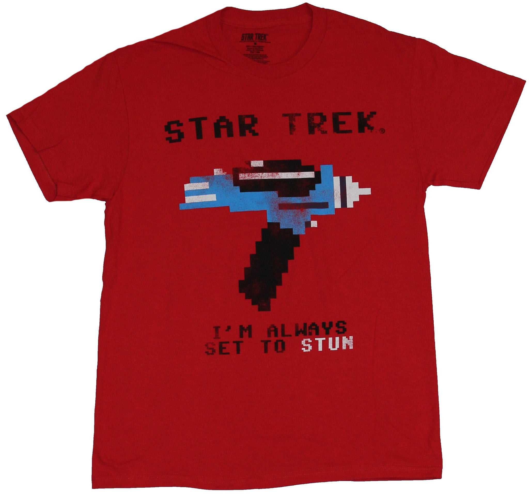 Star Trek Mens T-Shirt - I'm Always Set to Stun 8-Bit Phaser Image (2X ...
