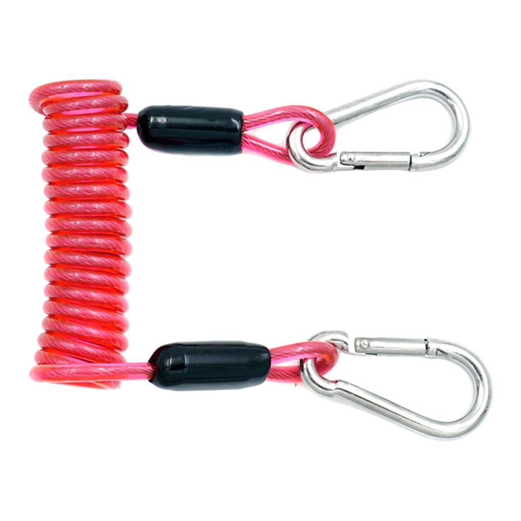 Rope Spiral Lanyard 1.6m Retractable Steel Wire with Locking Carabiners ...