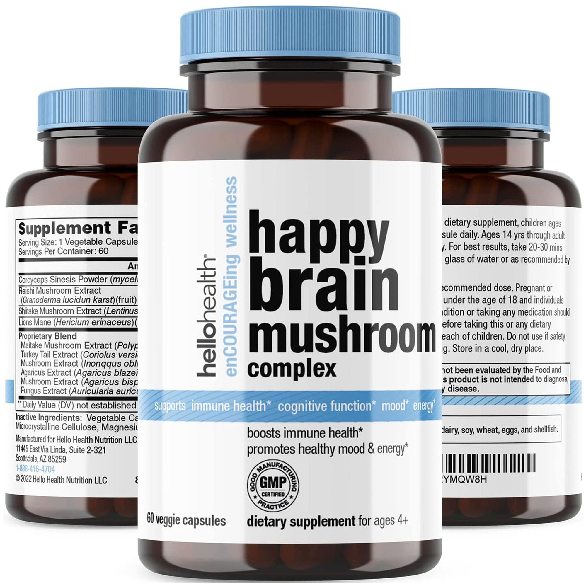 Hello Health Happy Brain - Nootropics Brain Supplement with 10 Brain ...