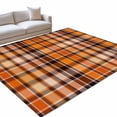 Area Rug 4x6ft, Autumn Orange Gradient Plaid Washable Rugs for Living ...