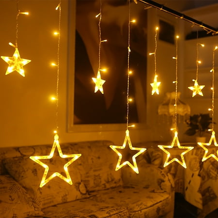 12 Stars Curtain LED Starry String Lights, Window Curtain Lights with 8 ...