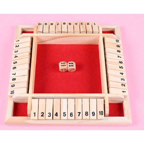 SHAR Wooden Dice Set (Red Background), Deluxe 4 Sided 10 Number Dice ...