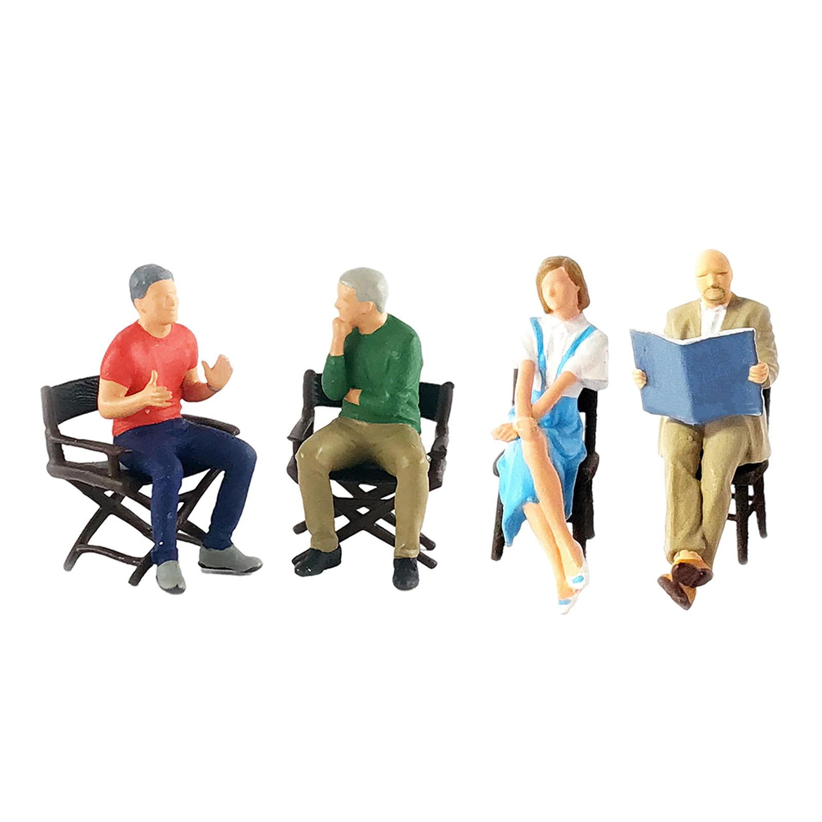 4/Set 1:64 Scale Painted Figure Miniatures Talking & Reading Scene ...