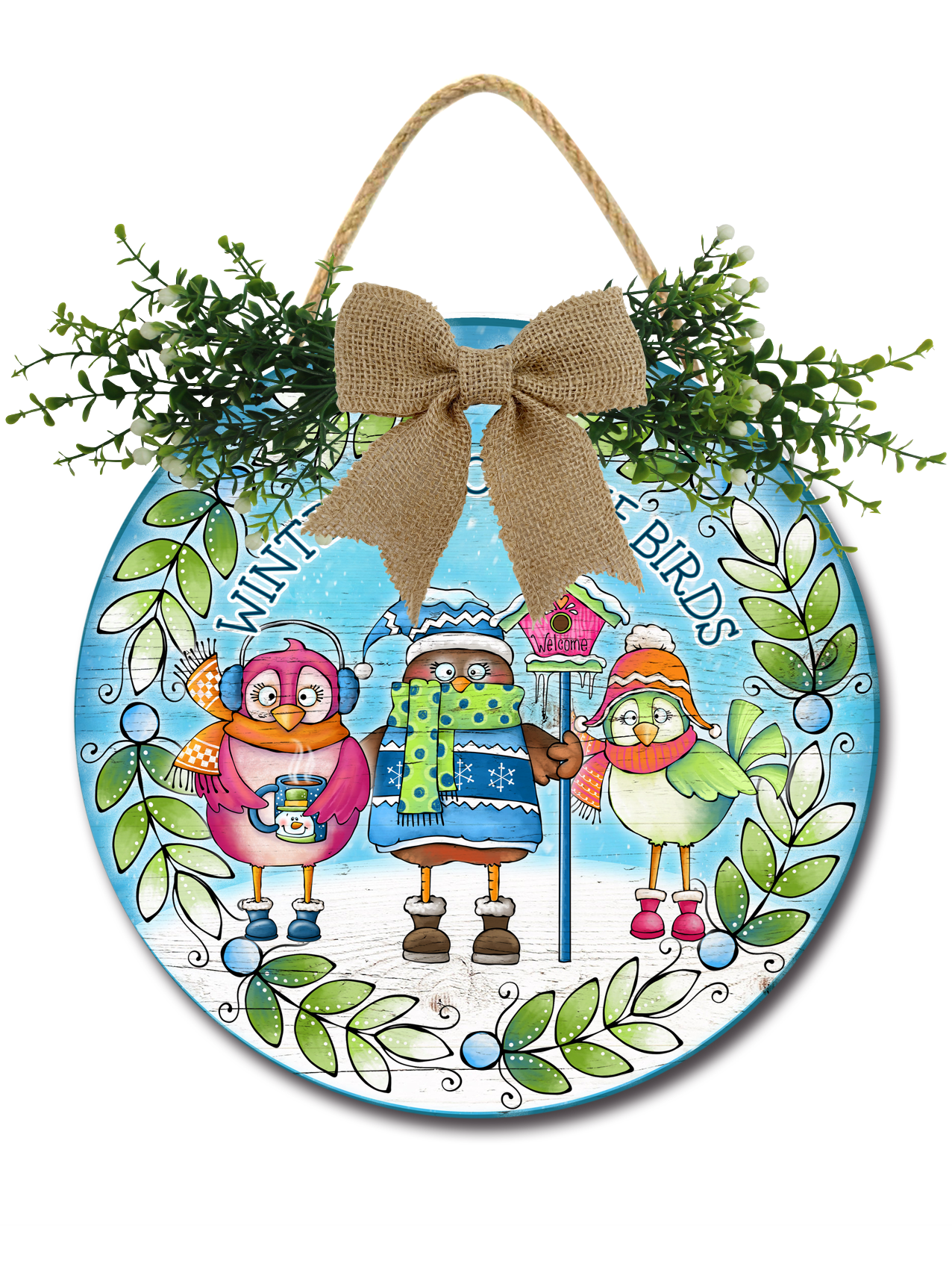Front Door Porch Decorations Winter Is For The Birds Door Hanging Sign ...