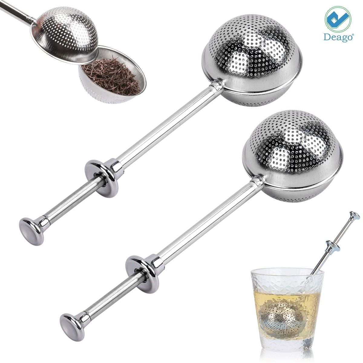Deago Long-Handle Stainless Steel Tea Strainers - 2pcs Tea Ball ...