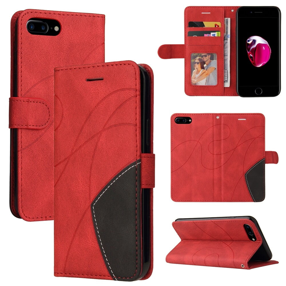 Case for iPhone 8 Plus/7 Plus Leather Wallet Book Flip Folio Stand View ...