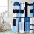 Blue Gradient Color Block Shower Curtain Set, Waterproof Shower ...