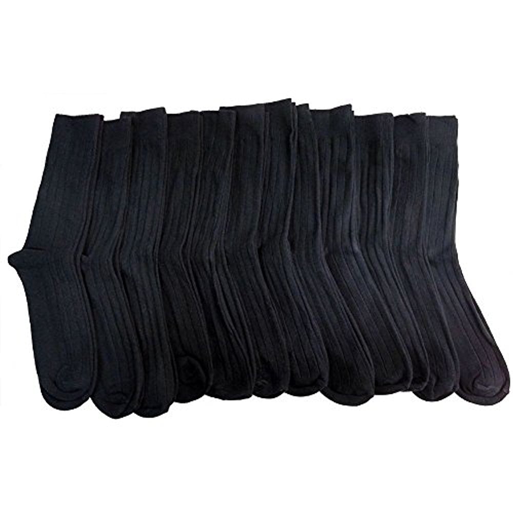 Executive Dress Series Men's Black Dress Socks Cotton Blend (12 Pair ...