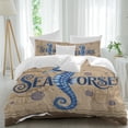 4 Piece Duvet Cover Set Cal king, Retro Oceans Seahorses Soft ...