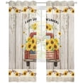 Farm Sunflowers Sheer Curtains 96 Inch Long 2 Panels, Summer Floral ...