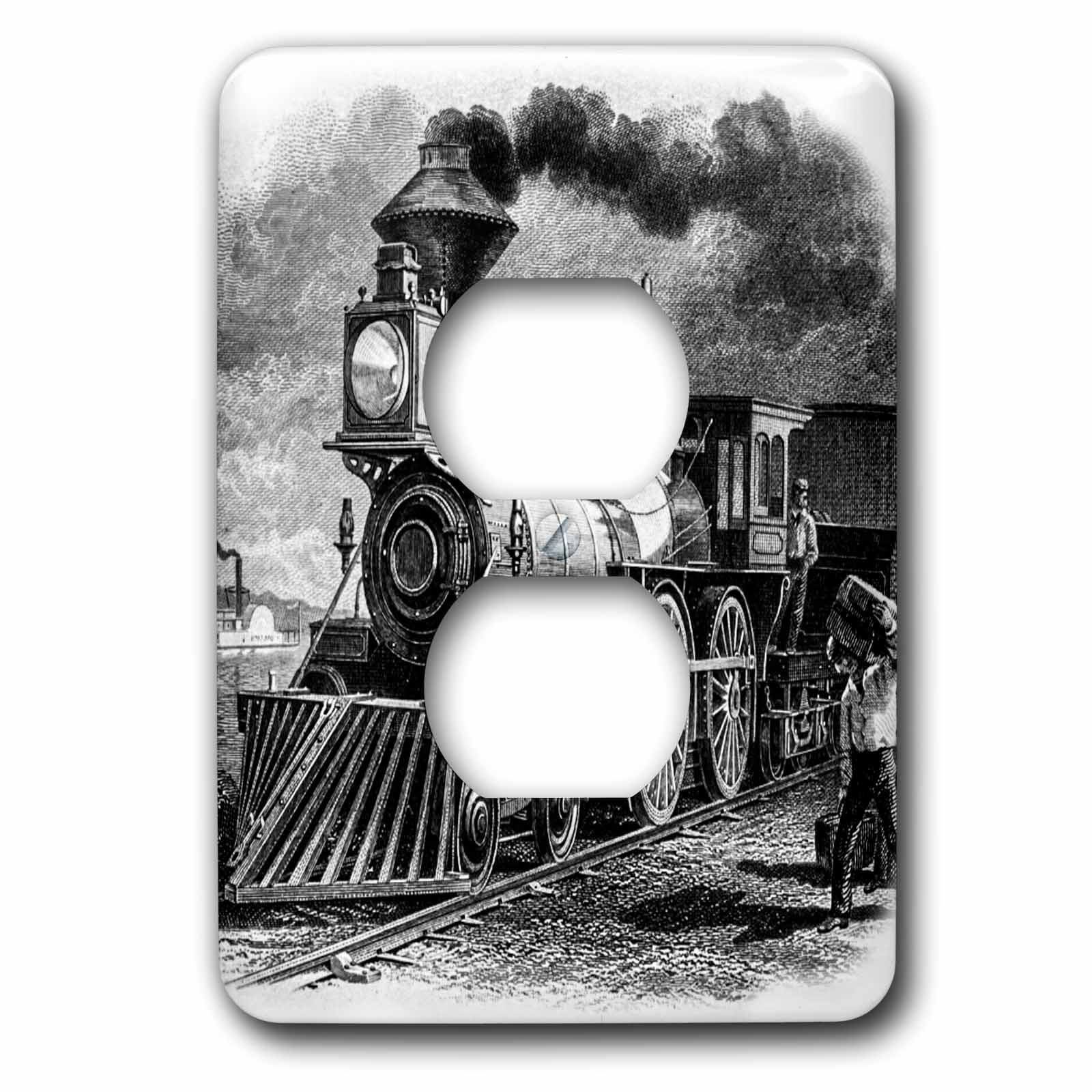 Hand drawn Illustration Steam Locomotive on the Mississippi 2 plug ...