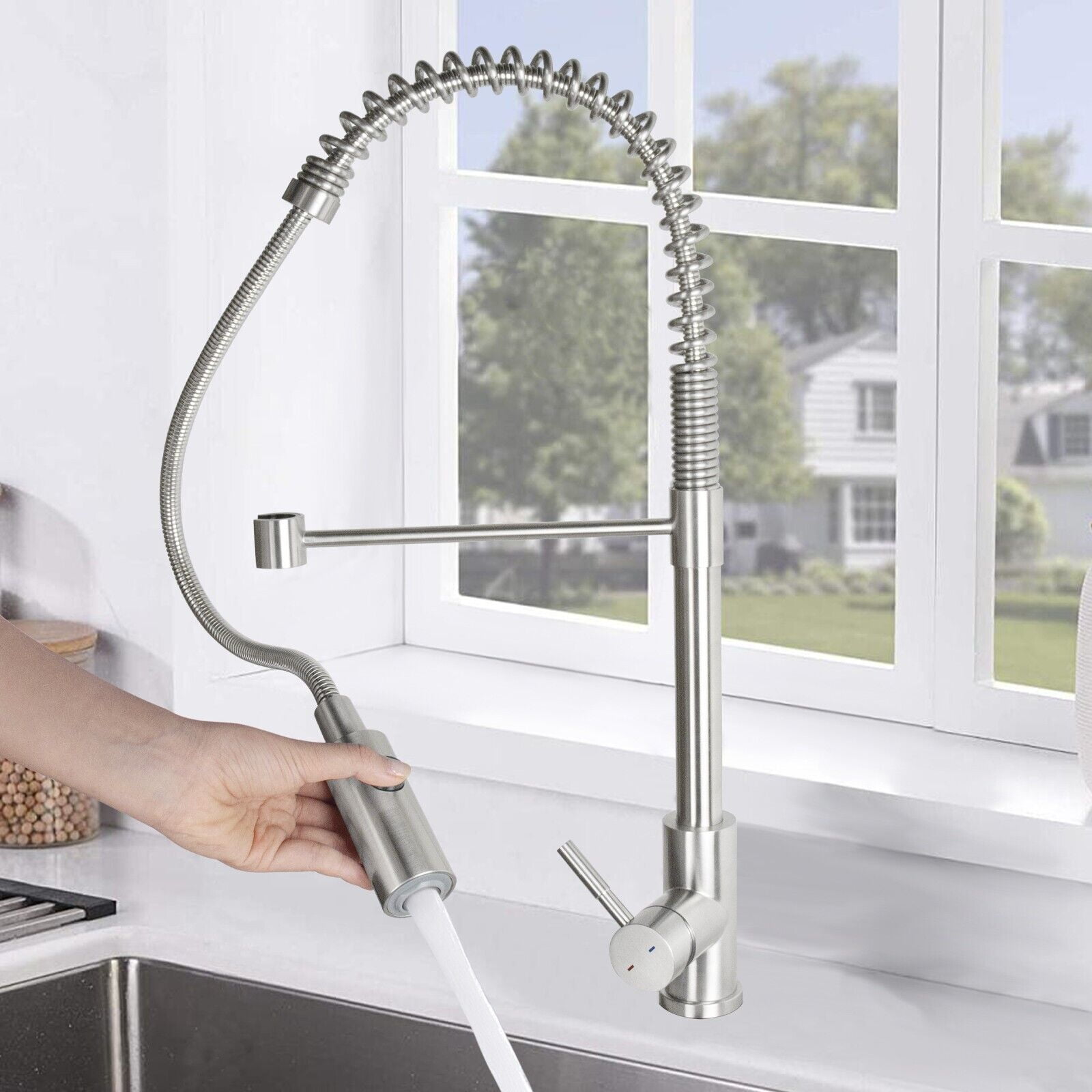 JASSFERRY Sink Stainless Steel Faucet Kitchen Pull-out Tap Pull Down ...