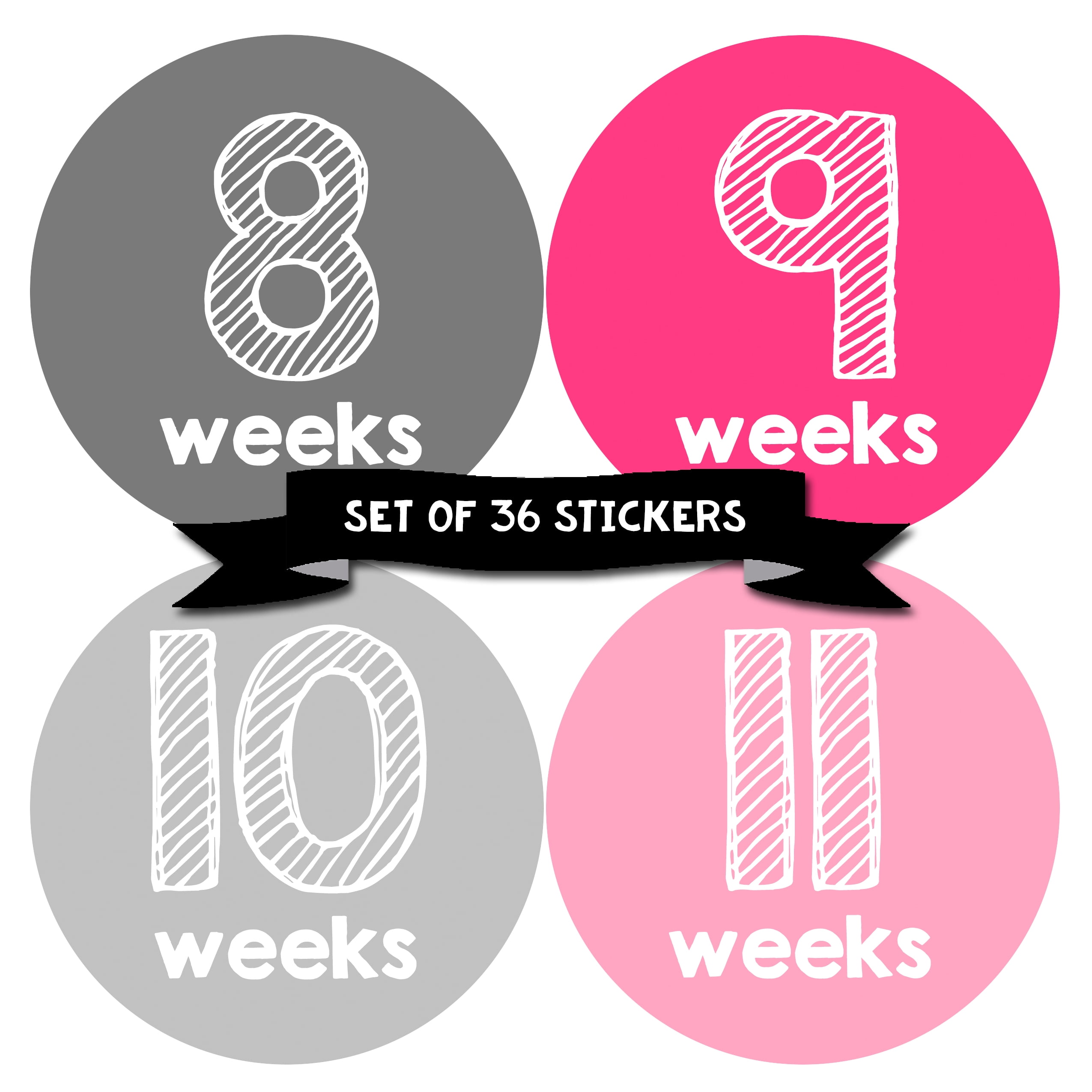Months In Motion Pregnancy Week By Week Belly Stickers | Large Set of ...