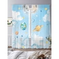 Blue Sky Sheer Curtains for Living Room Bedroom Cartoon Cute Planets ...