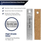 Pacific Arc Stainless Steel Ruler with Inch and Metric(mm), Non Skid ...