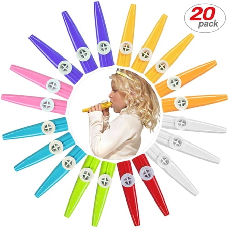20 Pack Plastic Kazoos Musical Instruments with 20pcs Kazoo Flute ...