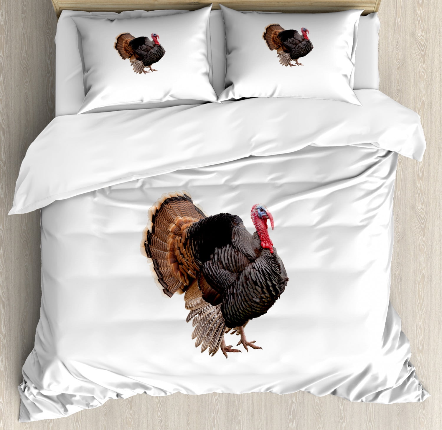 Turkey Duvet Cover Set Queen Size, Realistic Bird Picture Thanksgiving ...