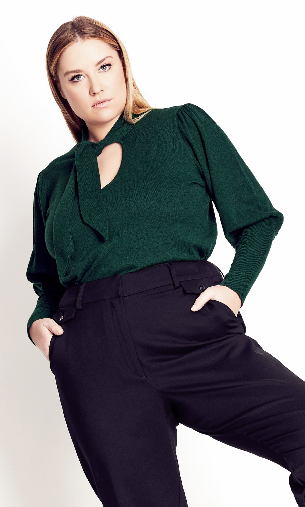 Refinity Women's Plus Size Soft Tie High Neck Soft Knit Jumper ...